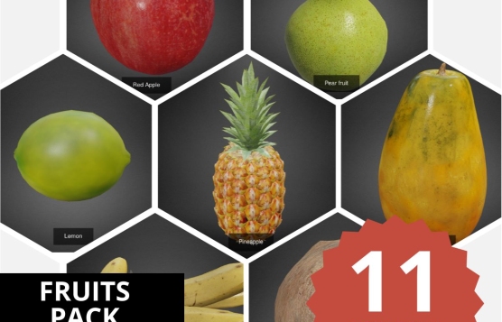 11 Fruits 3D Models