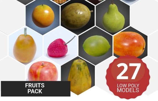 27 Fruits models 3D Lowpoly SuperPack 3D Model Collection